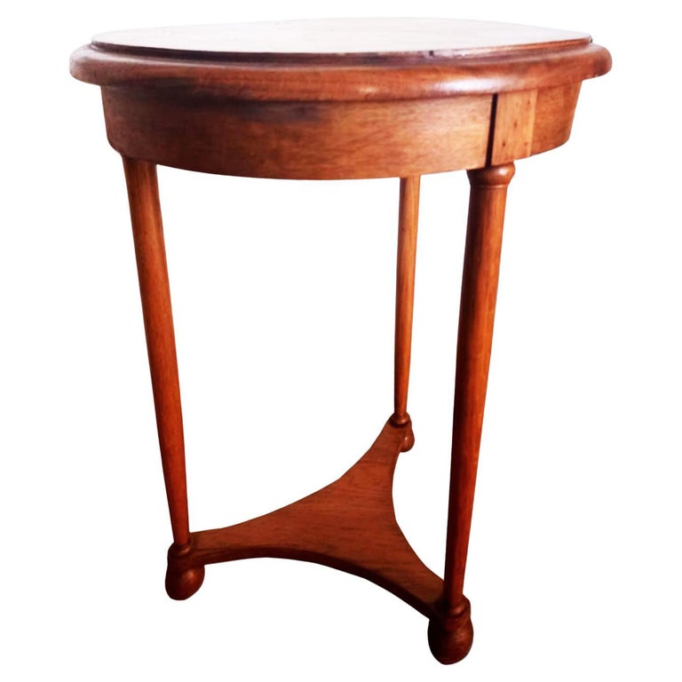 Side Table Light Wood and Gold Leaf Resting on Three Legs, Vintage For ...