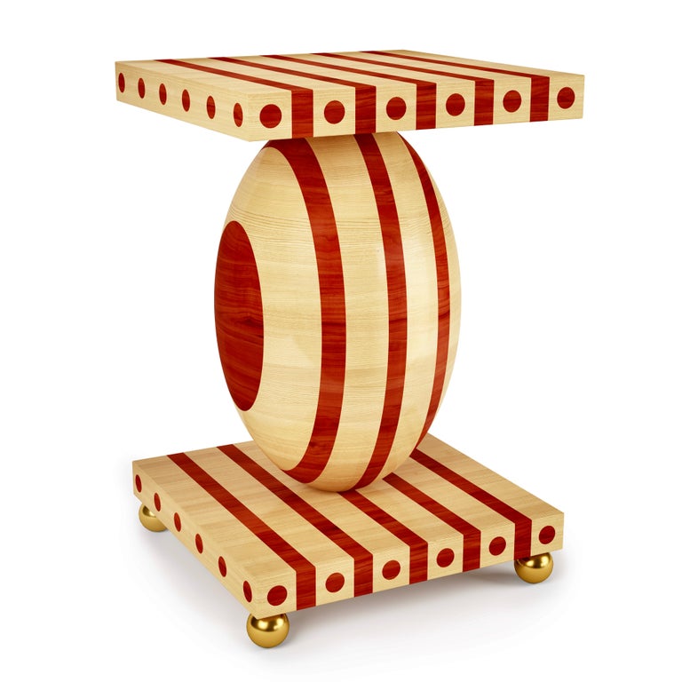 Side Table Made from Solid Maple and Padauk Hard Wood Solid Brass Feet ...