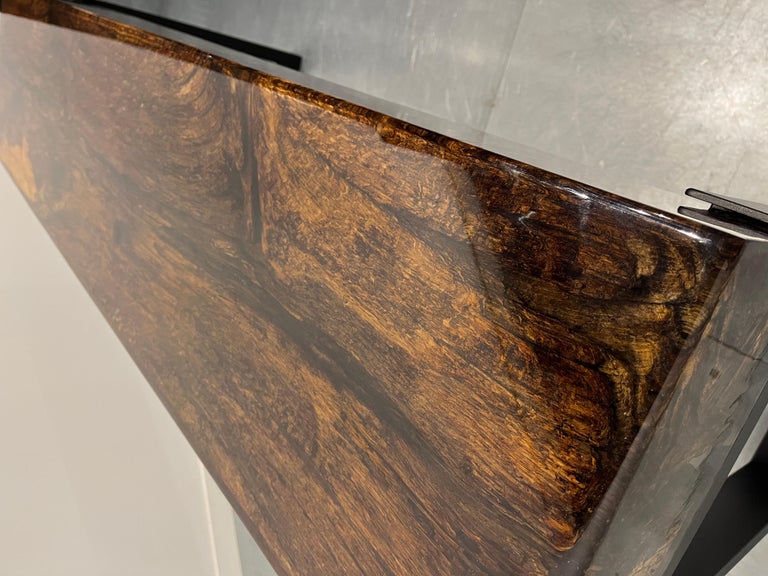 Side Table Made of Oak Wooden Beam, Cast in Epoxy, on a Steel Frame For ...