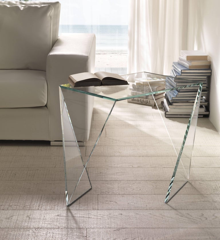 Side Table Modern Glass Crystal Limited Edition Design at 1stDibs