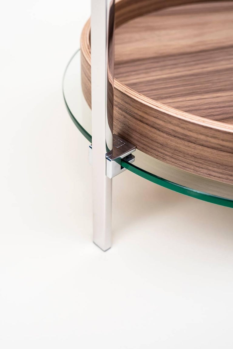 21st Century Minimalist Stainless Steel and Oakwood 'Amy' T79DB Side ...