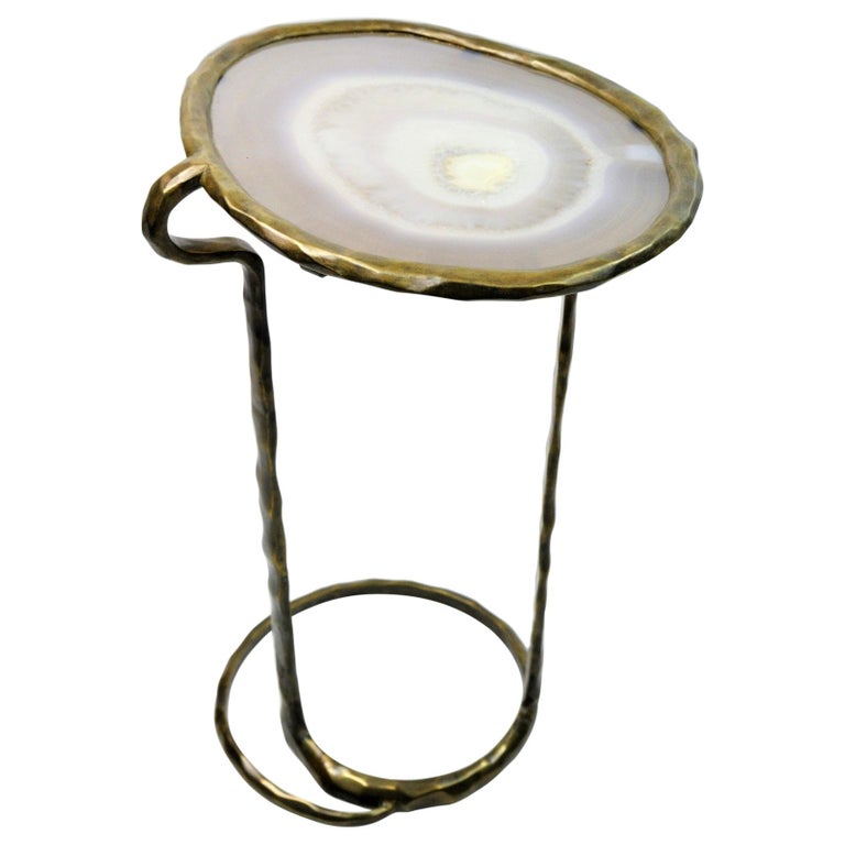 Side Table SERPENT in Brass and Agate by Ginger Brown at 1stDibs