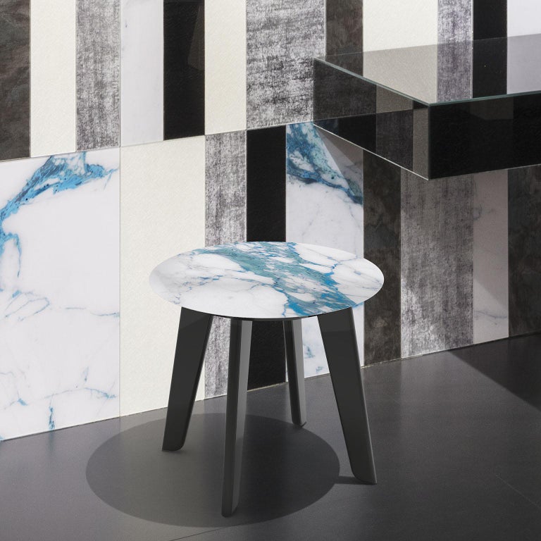 Side Table Solid Timber Legs in Matt Metallic Paint and Top in Vetrite ...