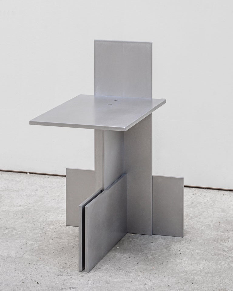 Side Table St02 in Waxed Aluminium by Johan Viladrich For Sale at 1stDibs