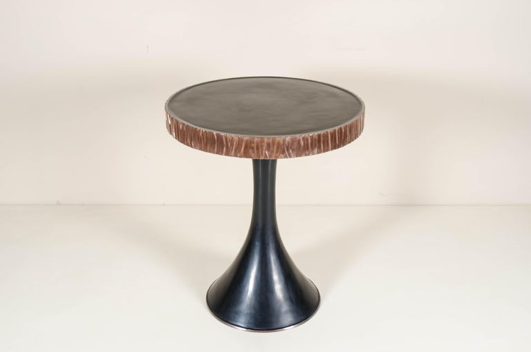 Side Table with Kuai Design Trim by Robert Kuo, Hand Repoussé, Limited ...