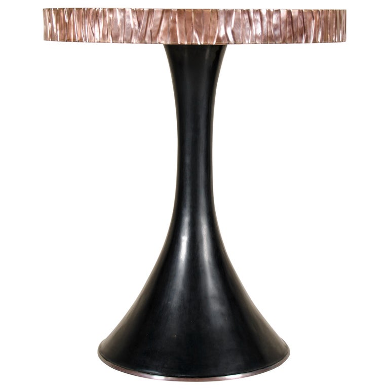Side Table with Kuai Design Trim by Robert Kuo, Hand Repoussé, Limited ...