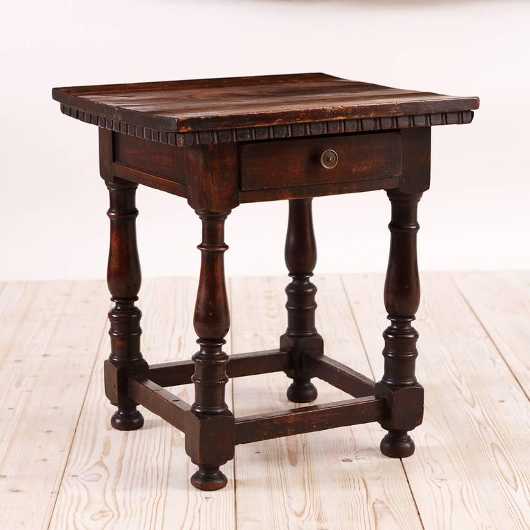 Side Table with Turned Legs and Drawer For Sale at 1stDibs