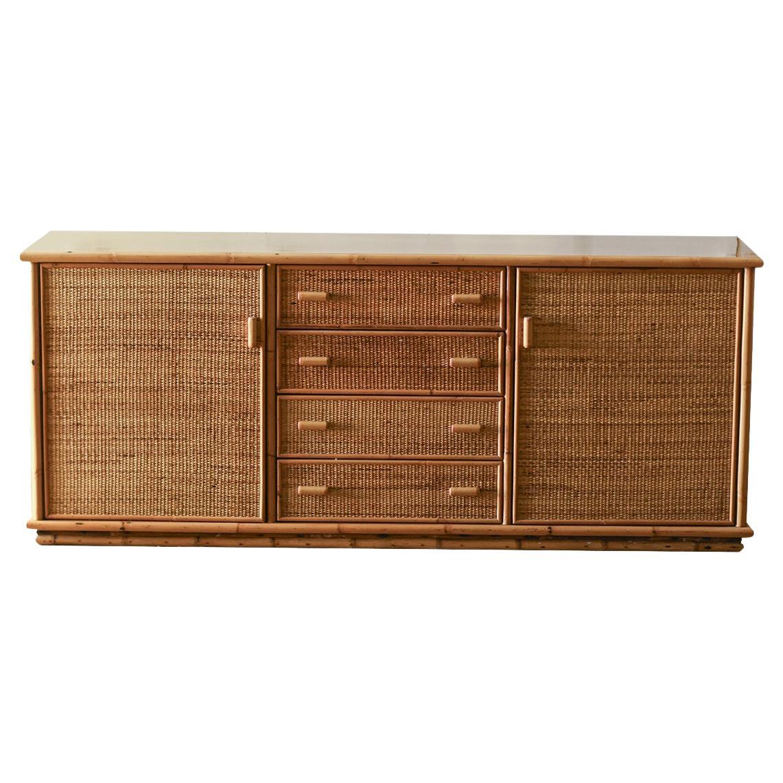 Pair of wicker sideboard, 1980s. For Sale at 1stDibs