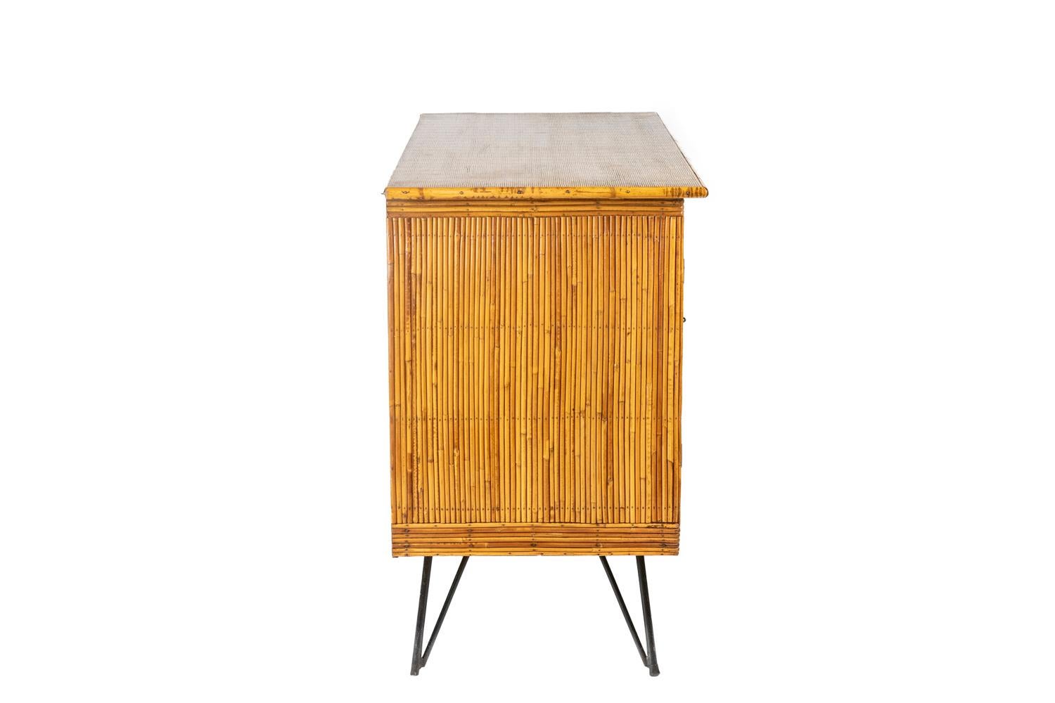 Sideboard in Rattan and Metal, 1970s at 1stDibs