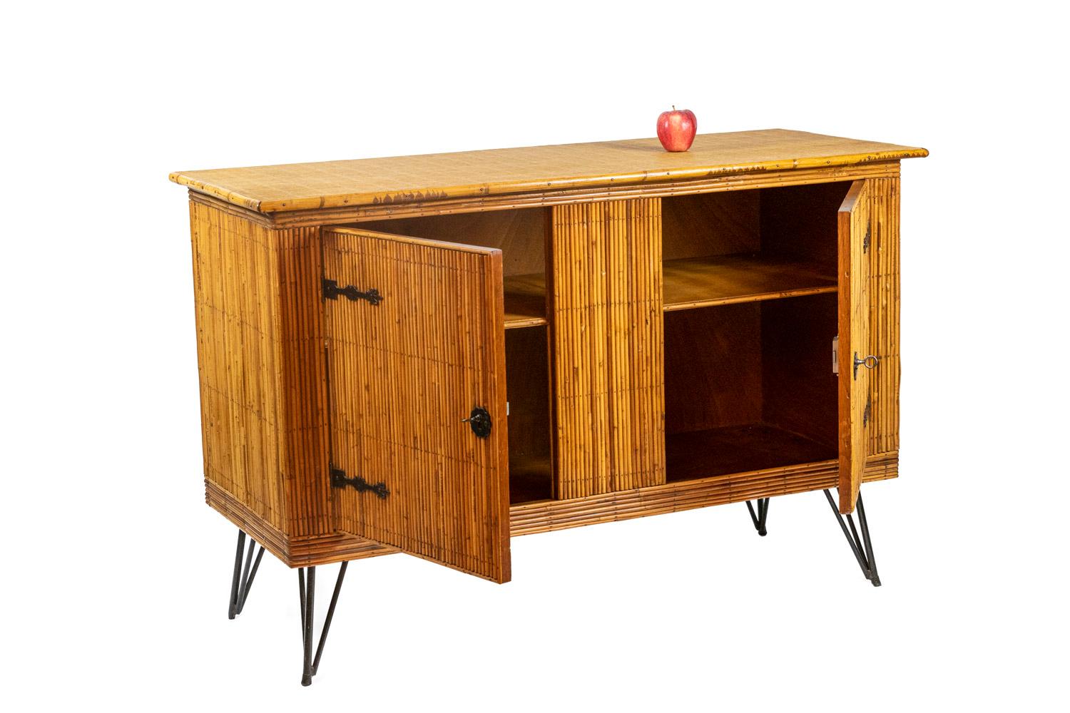 Sideboard in Rattan and Metal, 1970s at 1stDibs