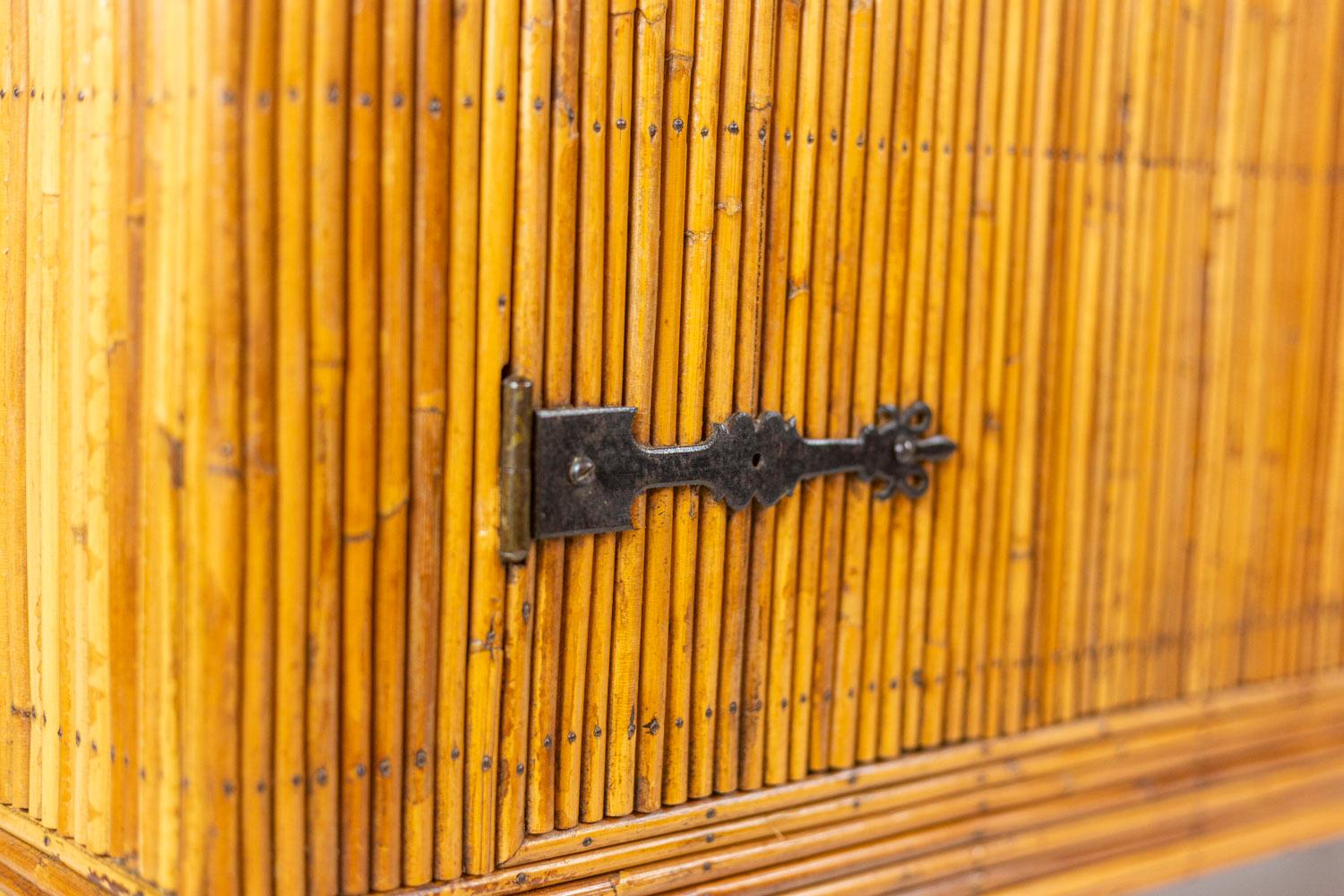 Sideboard in Rattan and Metal, 1970s at 1stDibs