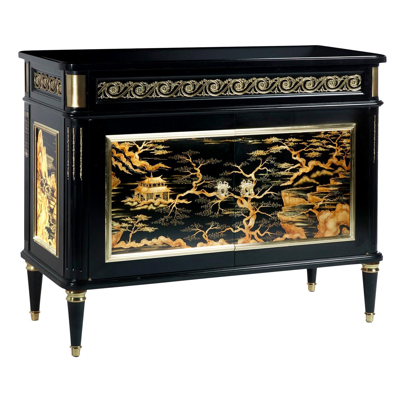 Long French Louis XVI Style Painted Triple Dresser Sideboard at 1stDibs