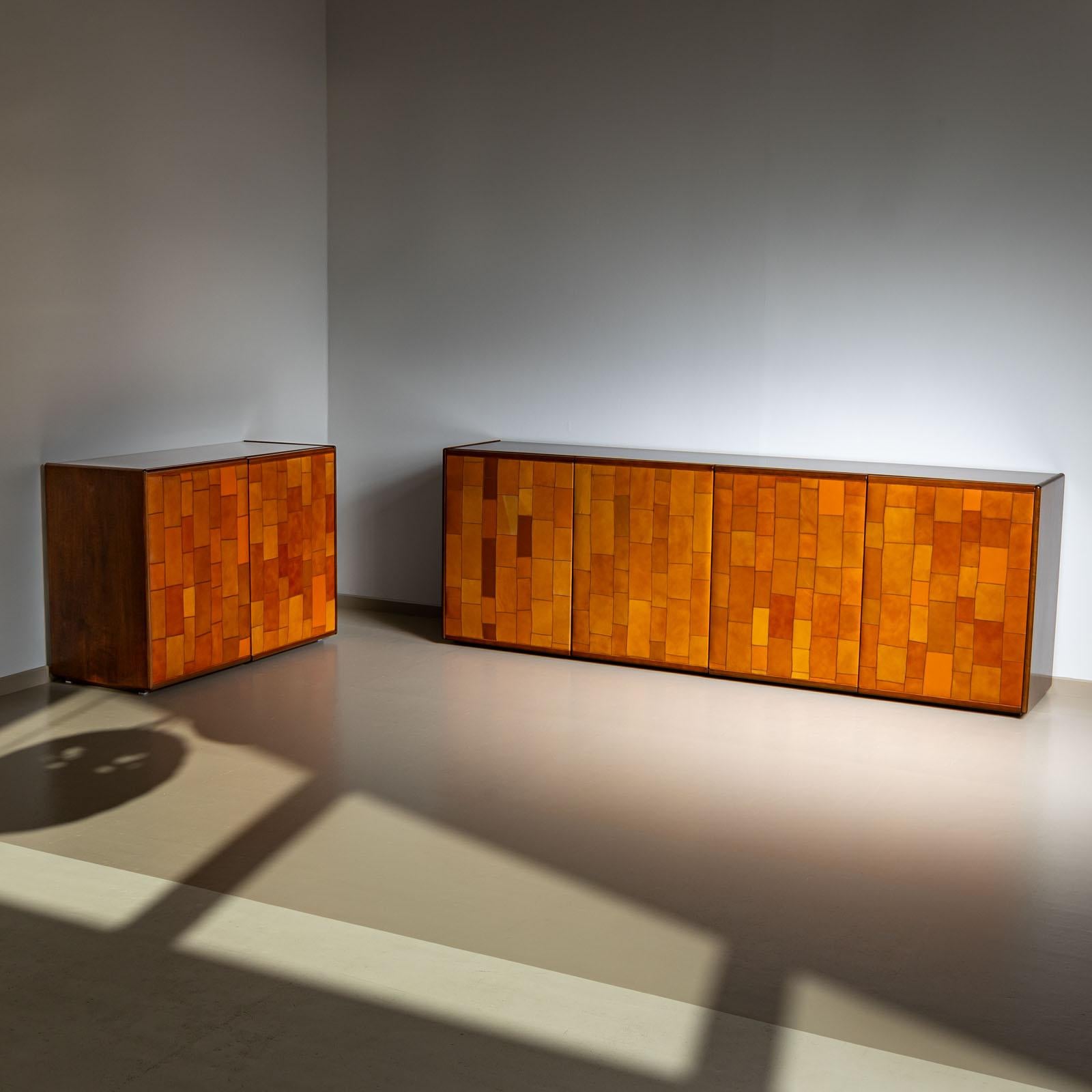 Sideboard with leather doors by Afra and Tobia Scarpa, Italy 1970s For ...