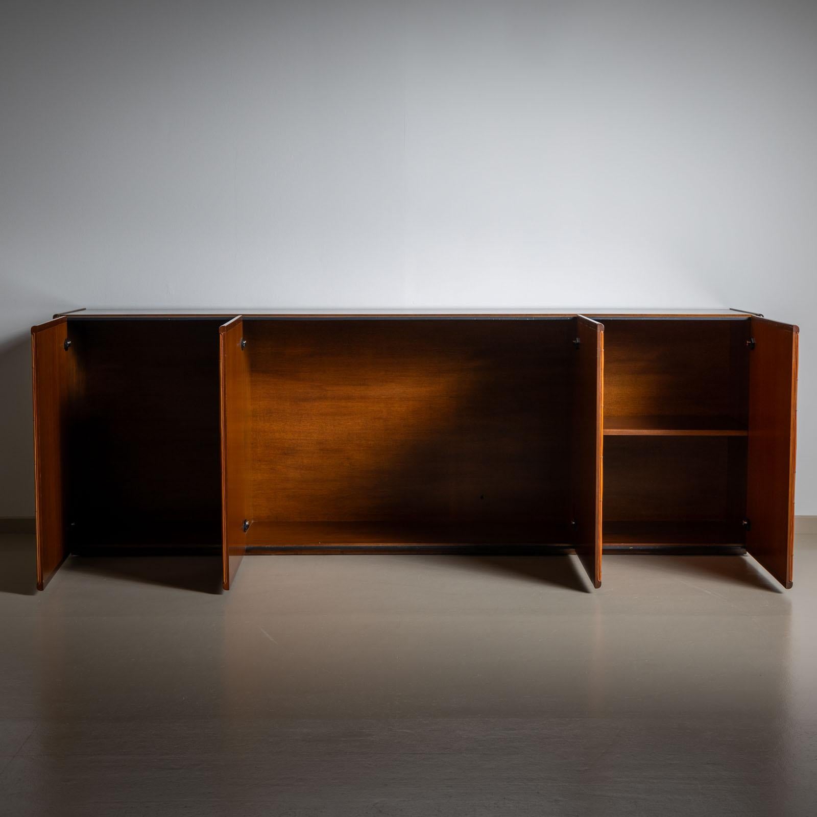 Sideboard with leather doors by Afra and Tobia Scarpa, Italy 1970s For ...