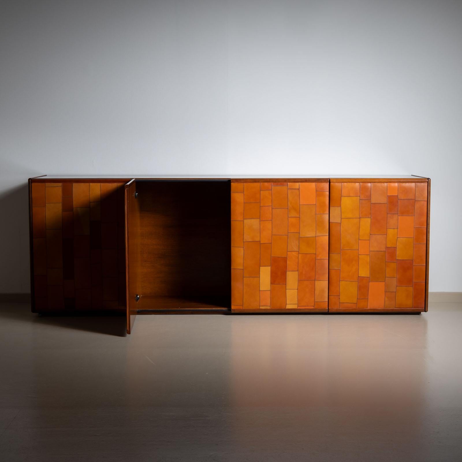Sideboard with leather doors by Afra and Tobia Scarpa, Italy 1970s For ...