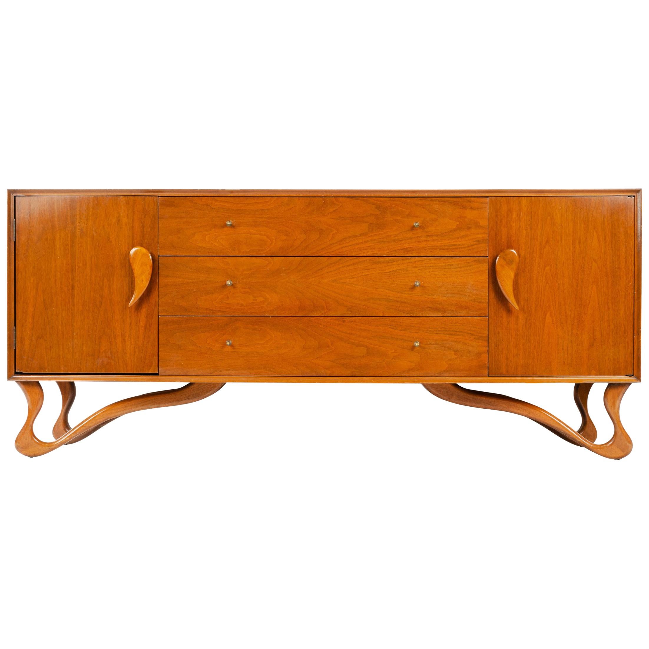Sideboard with Teardrop Handles and Ribbon Feet at 1stDibs