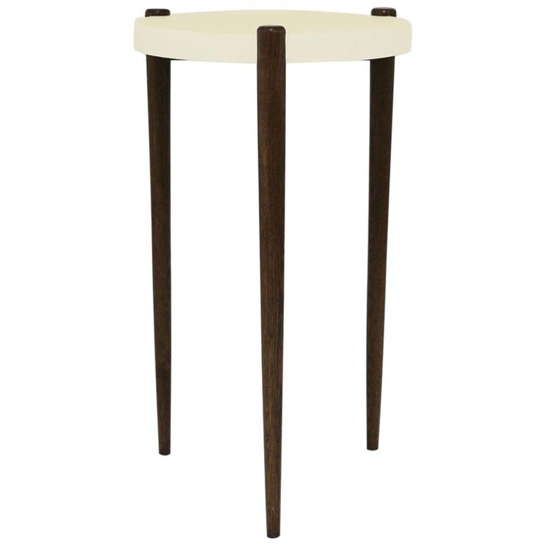 Sidetable with Ivory Lacquer Painted Top and Oak Wood Legs For Sale at ...