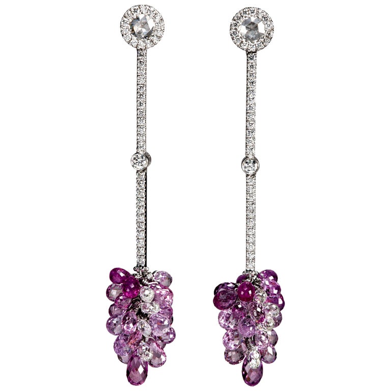 Sidney Garber Diamond and Pink Sapphire Earrings at 1stDibs