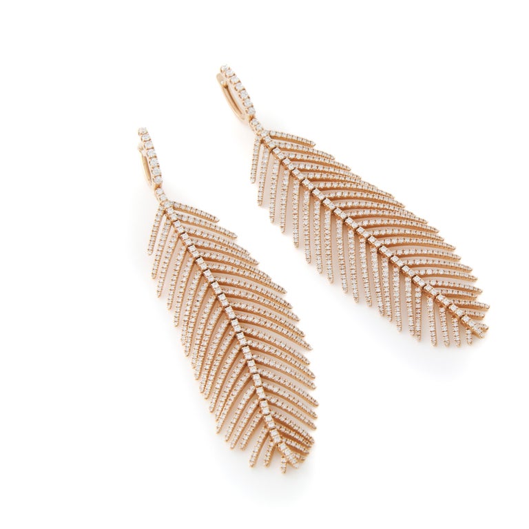 Sidney Garber Feathers That Move Diamond Earrings 18k Rose Gold For ...