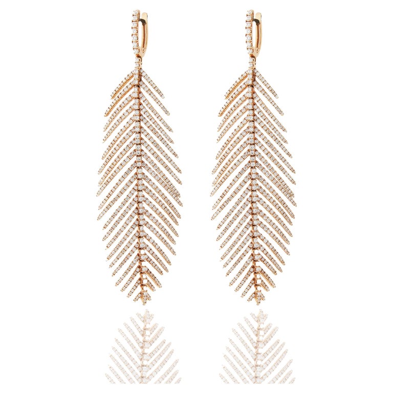 Sidney Garber Feathers That Move Diamond Earrings 18k Rose Gold For ...