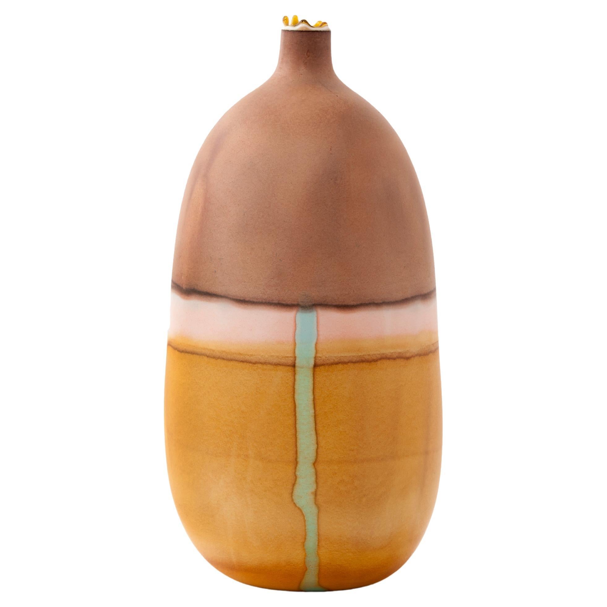 Sienna with Blue Drip Mercury Vase by Elyse Graham For Sale at 1stDibs