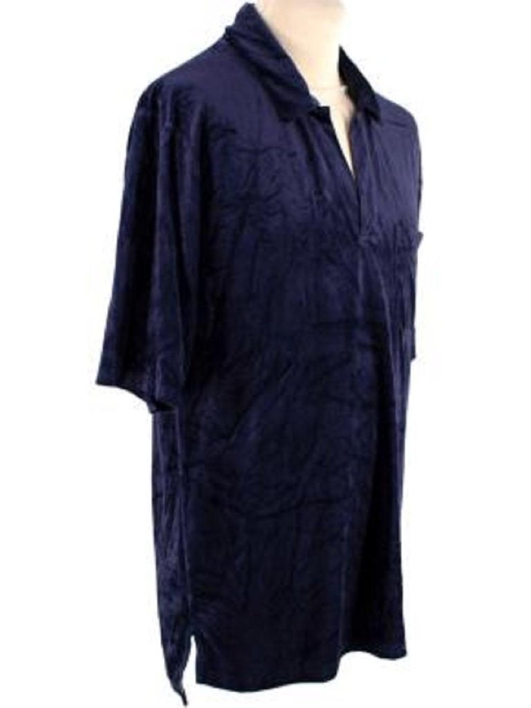 Sies Marjan Royal Navy Velvet Short Sleeved Polo Shirt For Sale at 1stDibs