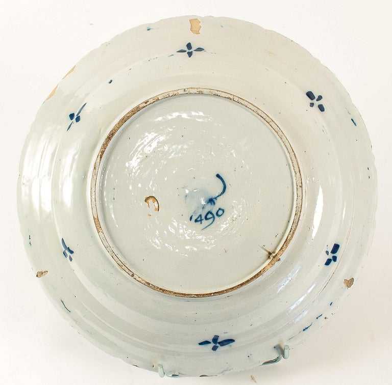 Sign by Claw 490 Brand, Early 18th Century, Pair of Faience Delft Round ...