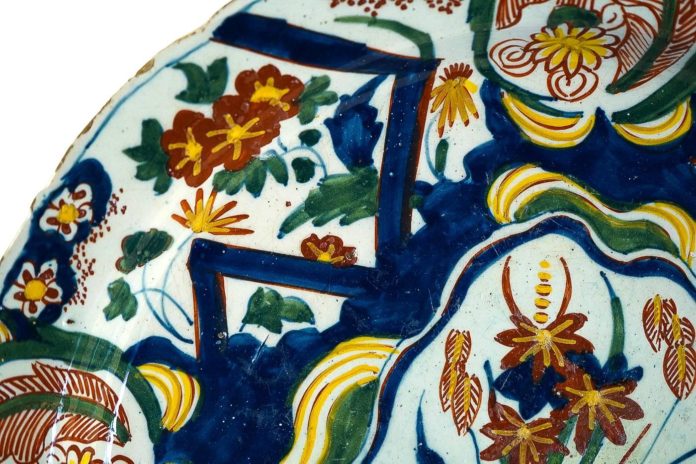 Sign by WK, Early 18th Century, Magnificent Faience Delft Polychrome ...