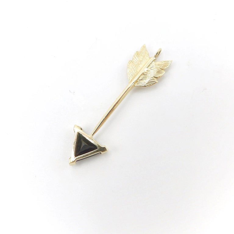 Signature 14K Gold Dark Green Tourmaline Arrow Pendant For Sale at 1stDibs