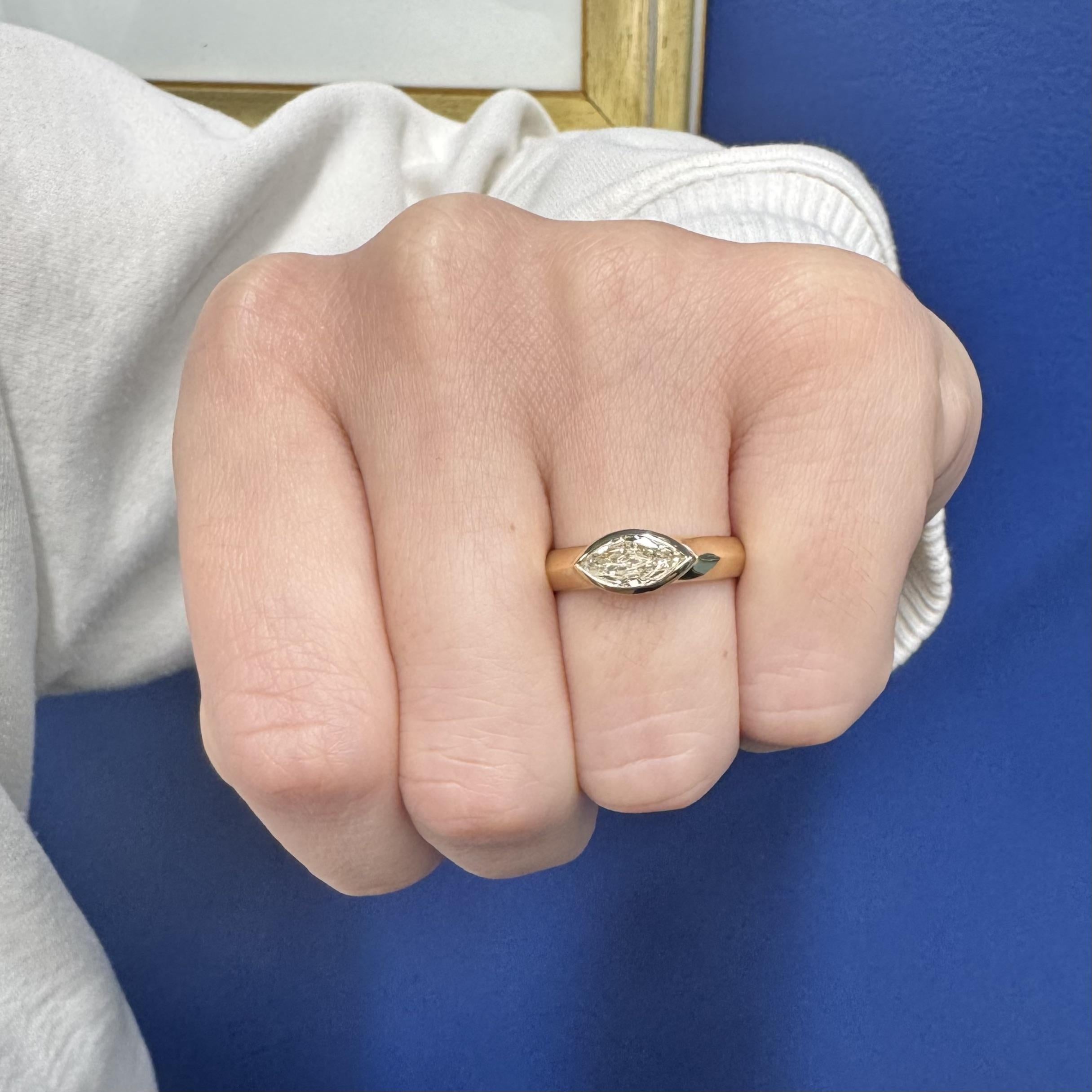 Signature 14K Gold Marquise Diamond Ring East-West Setting For Sale at ...