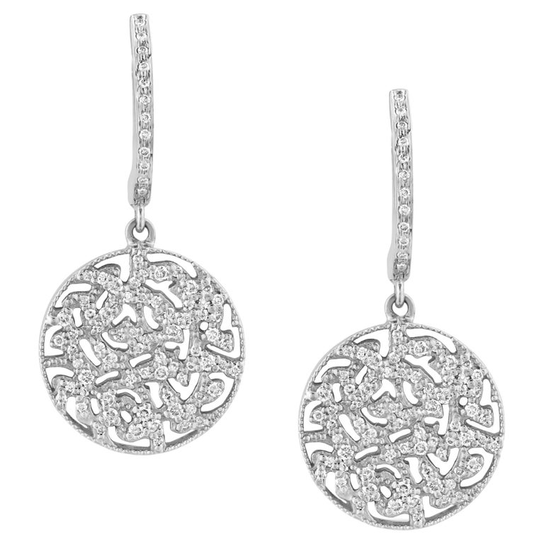Signature Logo Diamond Earring With Huggies In 18K White Gold For Sale ...
