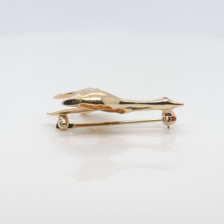 Signed 14k Gold and Amethyst 'Geese in Flight' Brooch or Pin For Sale ...