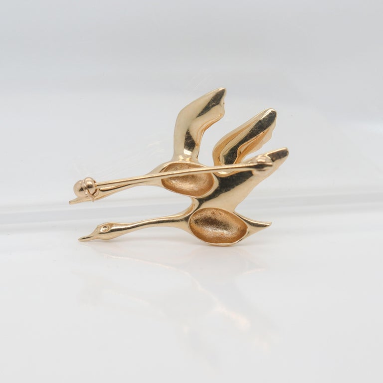 Signed 14k Gold and Amethyst 'Geese in Flight' Brooch or Pin For Sale ...