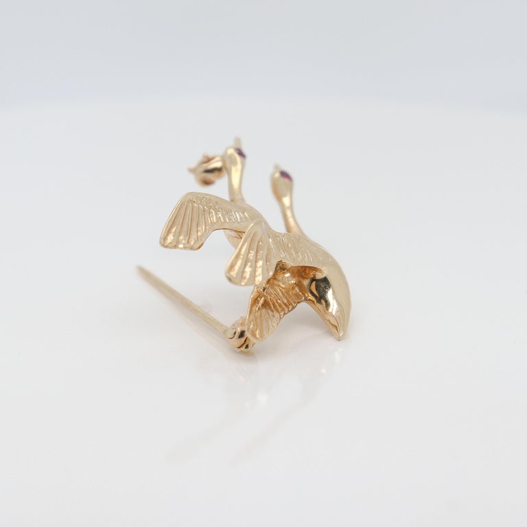 Signed 14k Gold and Amethyst 'Geese in Flight' Brooch or Pin For Sale ...