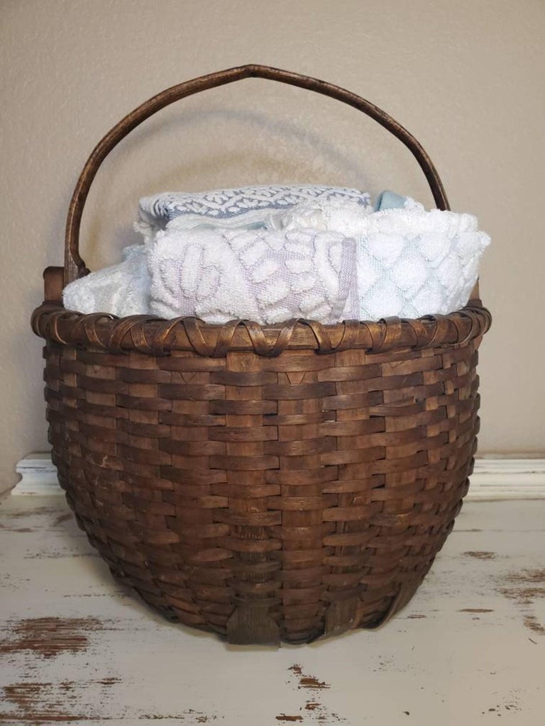 Signed 19th Century American Bentwood Stave Woven Gathering Basket at ...