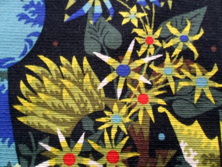 ALAIN CORNIC French Wool Tapestry Titled BOUQUET by D' AUBUSSON, 1950 ...