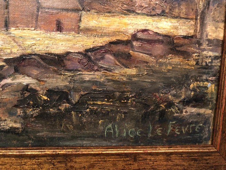 Signed Alice LeFevre Oil on Board of Pastoral New England For Sale at ...