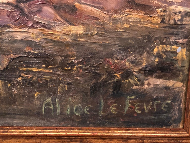 Signed Alice LeFevre Oil on Board of Pastoral New England For Sale at ...