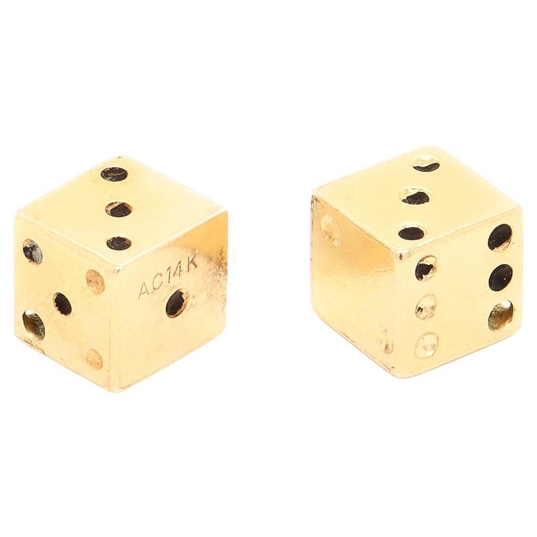 Vintage Craps Table Charm Dice 14k Yellow Gold Pendant Gambling Mid ...