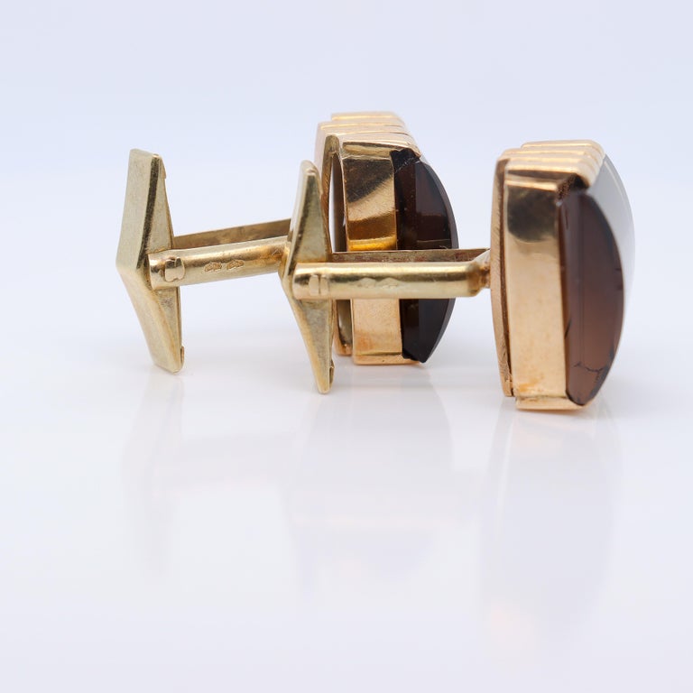 Signed Antique Austrian Art Deco Period 14K Gold and Smoky Quartz ...