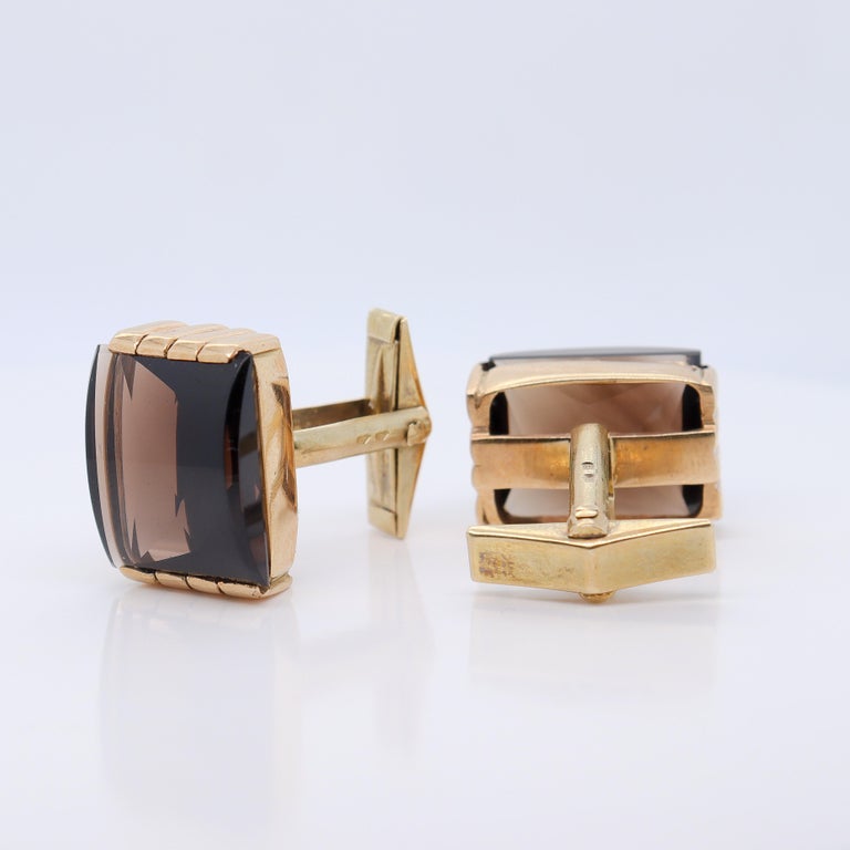 Signed Antique Austrian Art Deco Period 14K Gold and Smoky Quartz ...