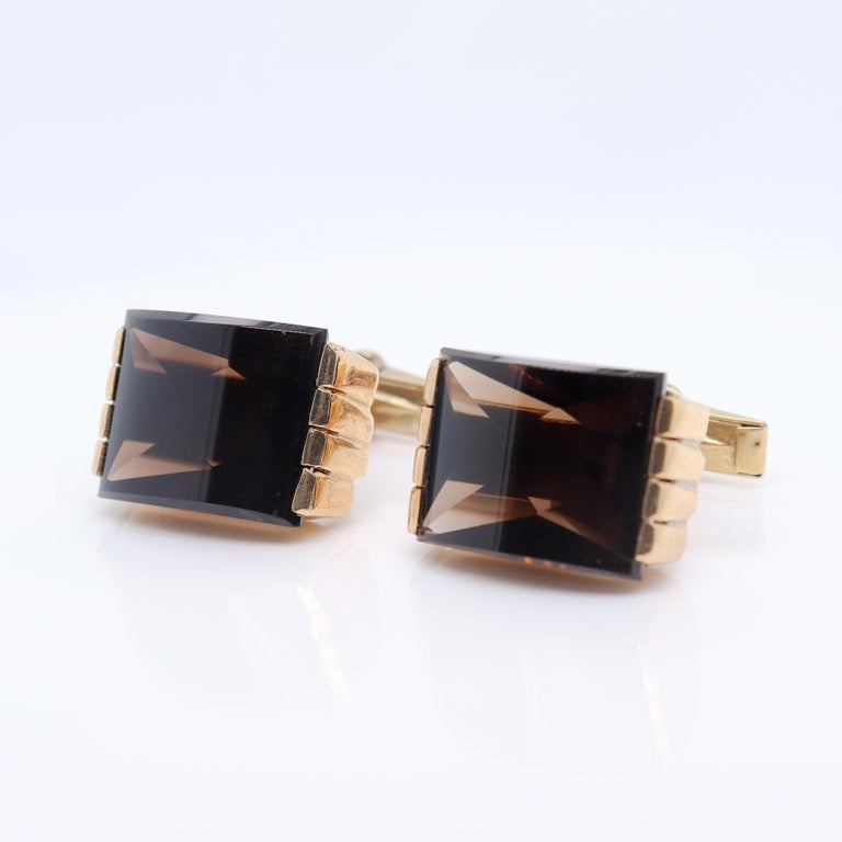 Signed Antique Austrian Art Deco Period 14K Gold and Smoky Quartz ...