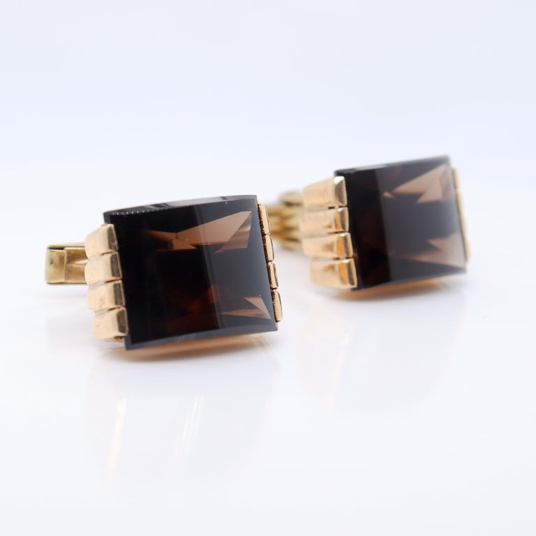 Signed Antique Austrian Art Deco Period 14K Gold and Smoky Quartz ...
