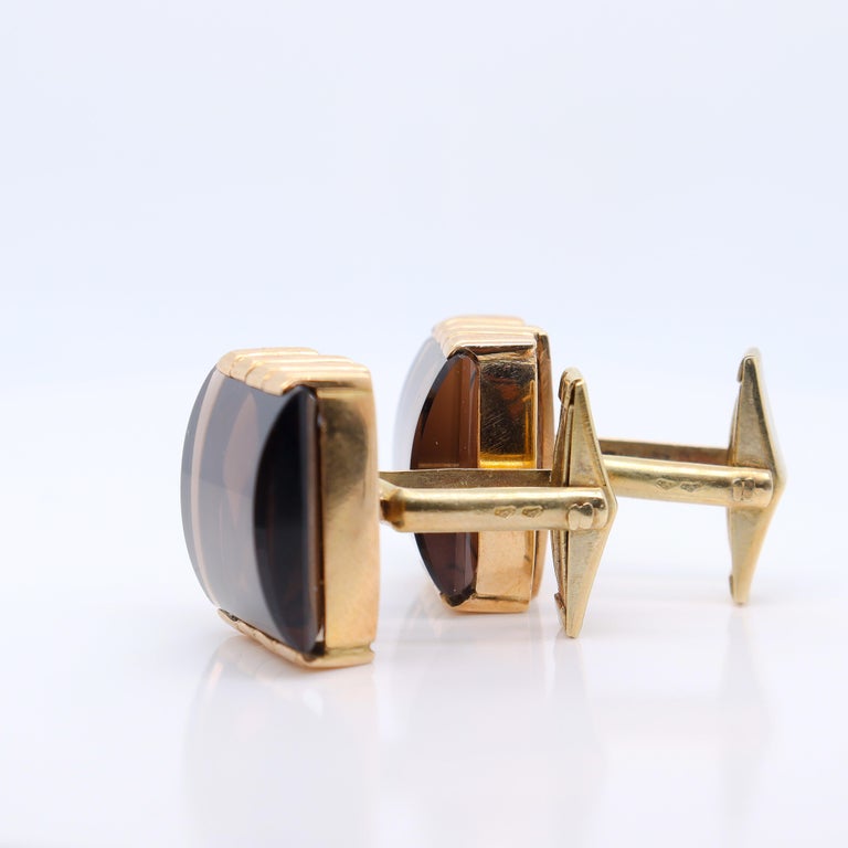 Signed Antique Austrian Art Deco Period 14K Gold and Smoky Quartz ...