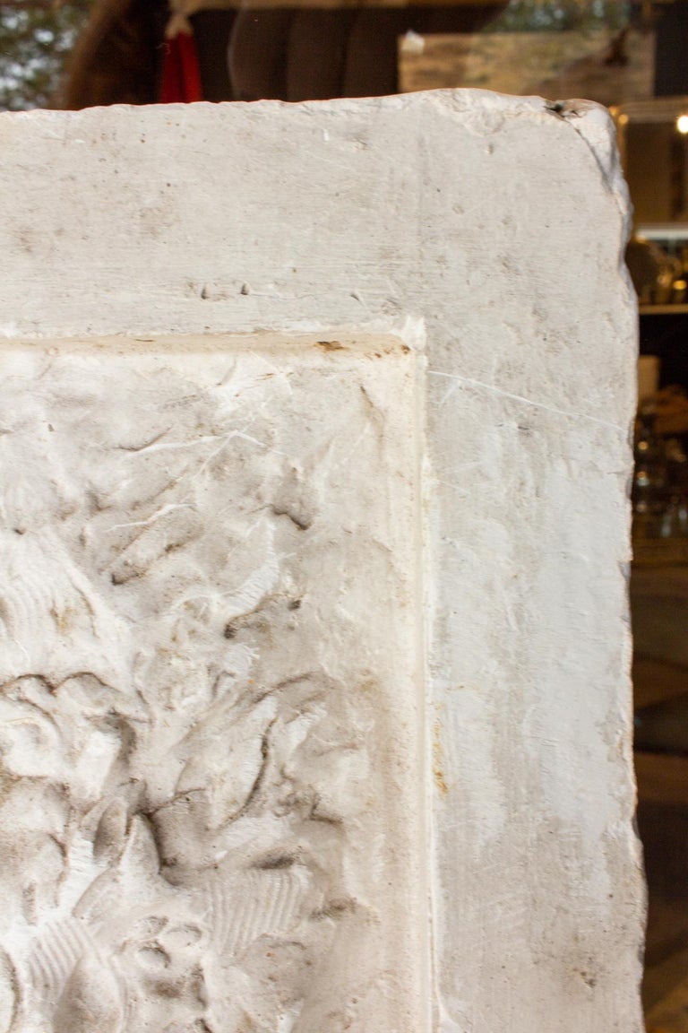 Signed Antique French Plaster Relief with Garden Scene and Three ...