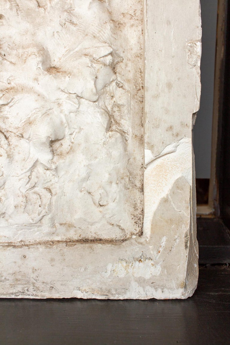 Signed Antique French Plaster Relief with Garden Scene and Three ...