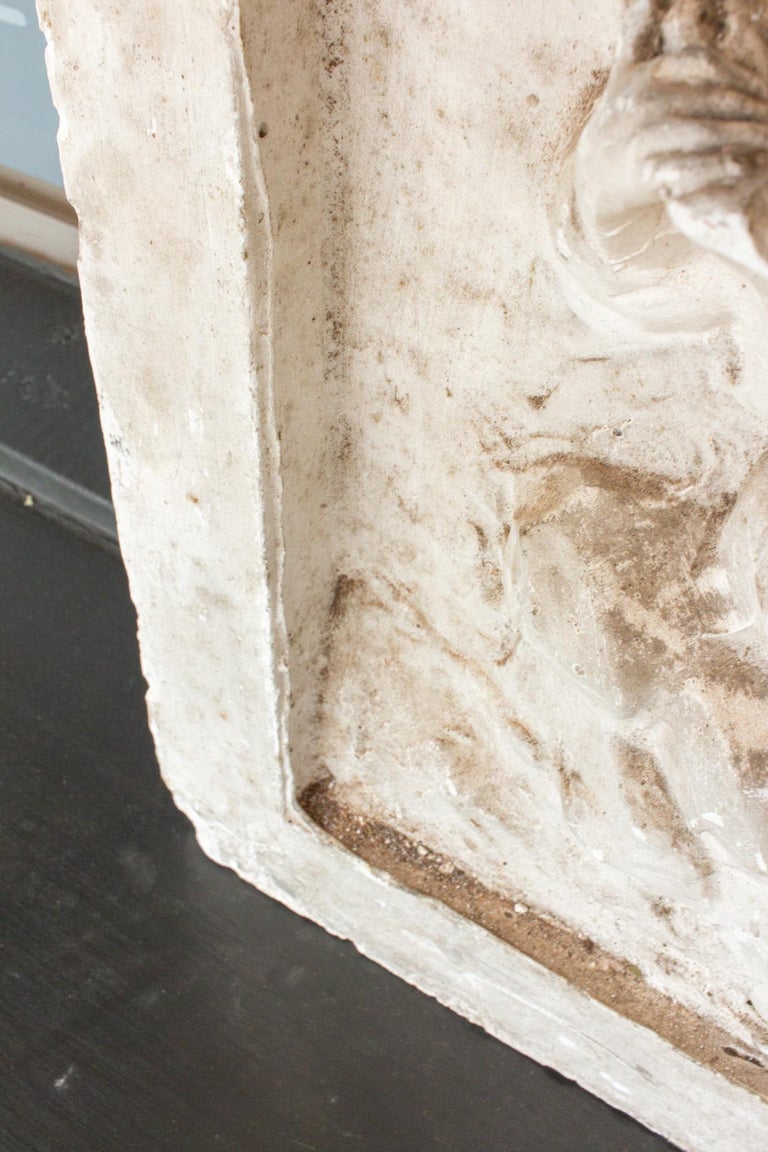 Signed Antique French Plaster Relief with Garden Scene and Three ...