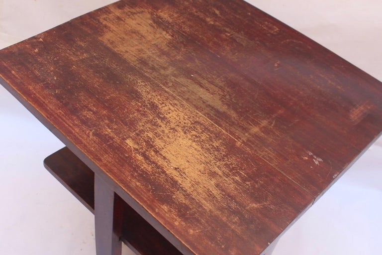 Art Deco Square Pine Wood 2-Tiered European Side Table, 1930s For Sale ...