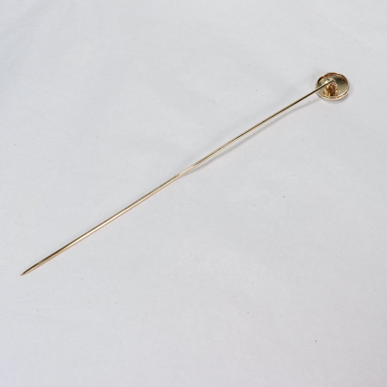 Signed Art Deco Riker Bros. 14k Gold, Enamel and Seed Pearl Hat Pin For ...