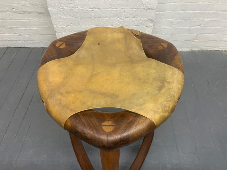 Signed Arthur Espenet Carpenter Rawhide Stool For Sale at 1stDibs